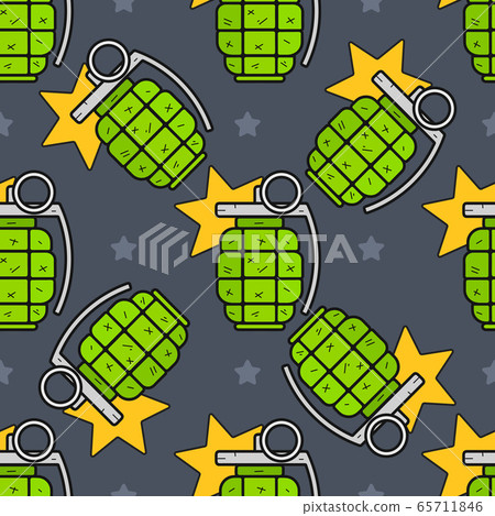 Grenade Seamless Pattern. Illustration. Drawing - Stock Illustration ...