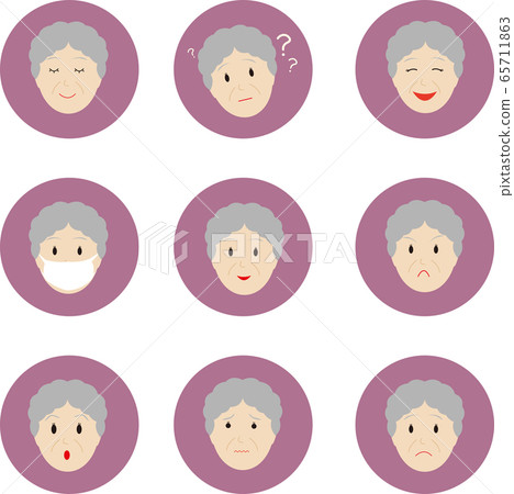 Various facial expressions of elderly women - Stock Illustration ...
