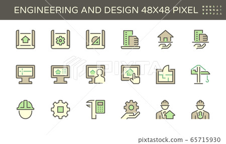 Engineering and architecture vector icon set - Stock Illustration ...