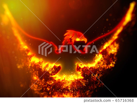 Abstract firebird fluttering in the dark - Stock Illustration [65716368 ...