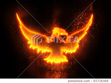 Abstract firebird fluttering in the dark - Stock Illustration [65716369 ...