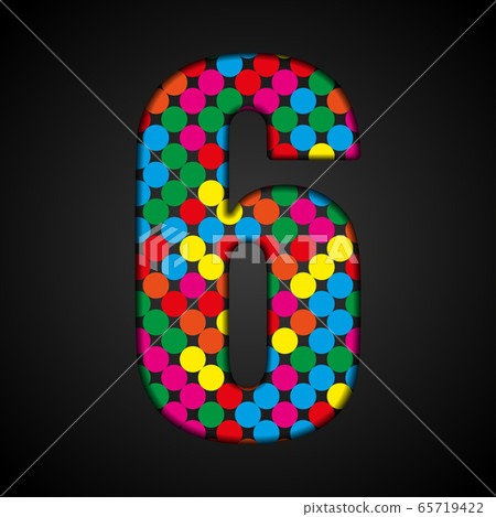 Colorful sign, sequins or glitter dots number - 6 - Stock Illustration ...
