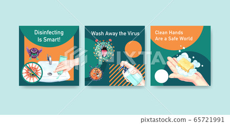 Hand sanitizer ads template design with protect - Stock Illustration ...