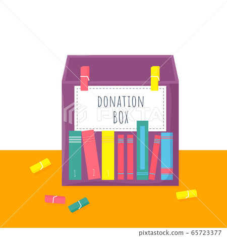 Donation box with books - Stock Illustration [65723377] - PIXTA