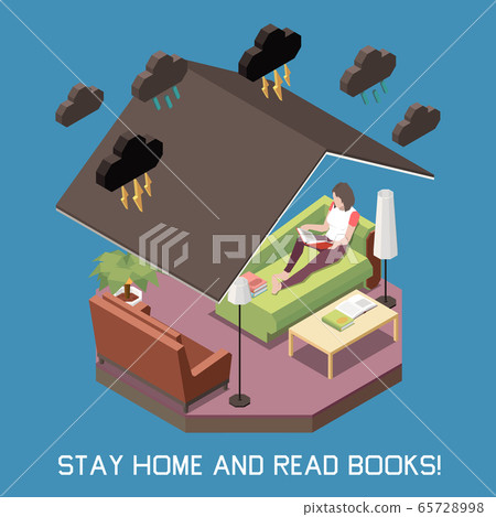 Stay At Home And Read Books Concept - Stock Illustration [65728998] - PIXTA