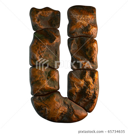 Rocky letter U. Font of stone on white... - Stock Illustration ...