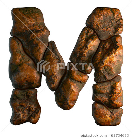 Rocky letter M. Font of stone on white... - Stock Illustration ...