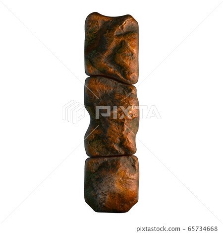 Rocky letter I. Font of stone on white... - Stock Illustration ...