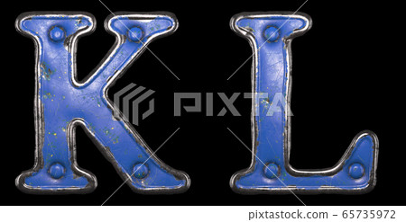 Set of uppercase letters K, L made of painted... - Stock Illustration ...