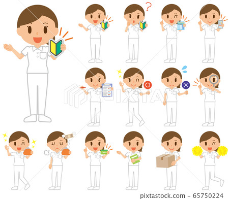 Nurse nurse facial expression gesture set - Stock Illustration ...