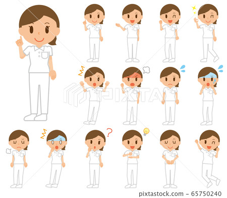 Nurse nurse facial expression gesture emotion set - Stock Illustration ...