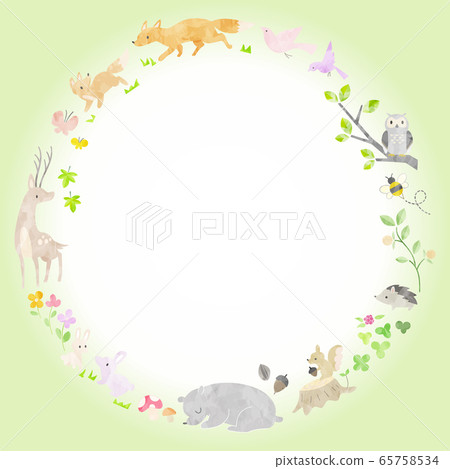 Picture book style forest animal frame - Stock Illustration [65758534 ...