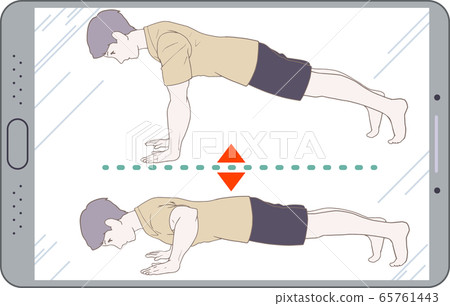 Online training, push-up, posture, men - Stock Illustration [65761443 ...