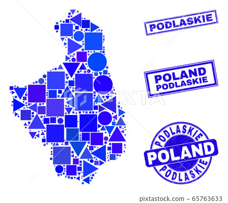 Blue Geometric Mosaic Podlaskie Voivodeship Map... - Stock Illustration ...