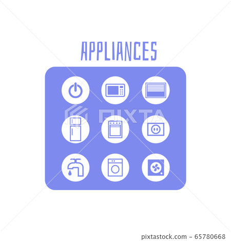Smart Home appliances icons set, flat vector... - Stock Illustration ...