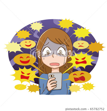 SNS slander slander female shock - Stock Illustration [65782752] - PIXTA