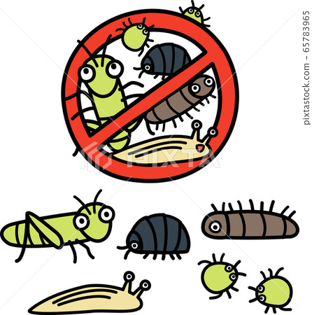 Illustration set of pest prevention on plants - Stock Illustration ...