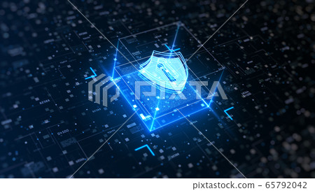 Hi-tech Shield of cyber security. Digital data - Stock Illustration ...
