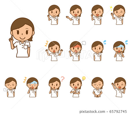 Nurse nurse facial expression gesture emotion set - Stock Illustration ...