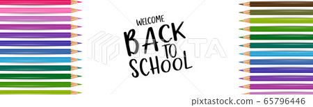 Welcome back to school banner with colorful... - Stock Illustration ...