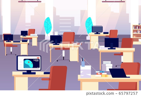 Office interior. Quarantine time, isolation... - Stock Illustration ...