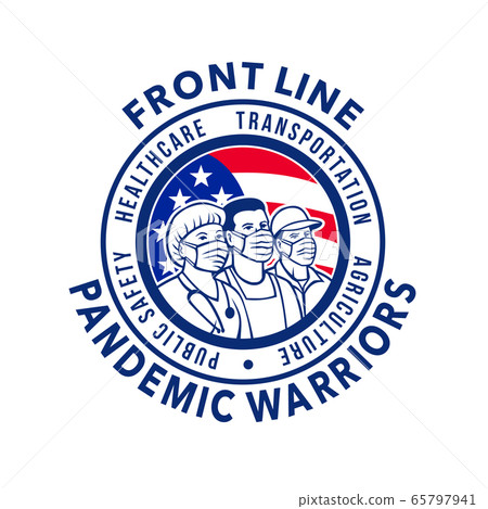 American Front Line Pandemic Warriors Circle Icon - Stock Illustration ...