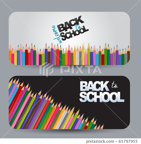 Welcome back to school banner set background... - Stock Illustration ...