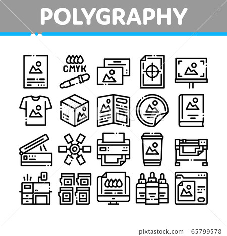 Polygraphy Printing Service Icons Set Vector - Stock Illustration [65799578] - PIXTA