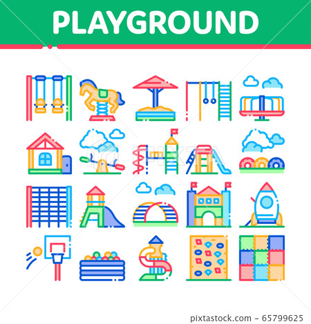 Playground Children Collection Icons Set Vector - Stock Illustration ...