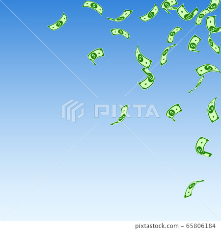 American dollar notes falling. Sparse USD bills on - Stock Illustration ...