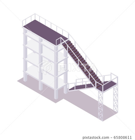 Isometric staircase with platforms isolated on - Stock Illustration ...