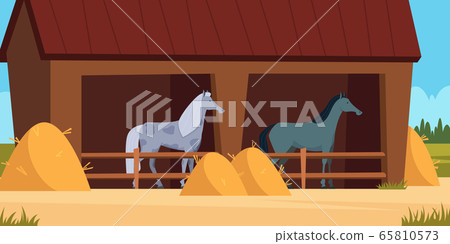 Stable for horse. Care for domestic animal... - Stock Illustration ...