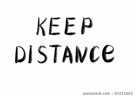 Keep distance Hand written text - lettering... - Stock Illustration ...