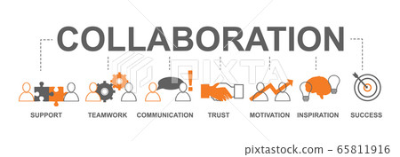 Vector illustration with word COLLABORATION and... - Stock Illustration ...
