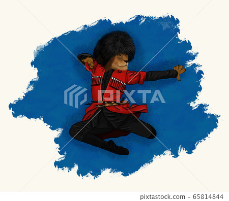Leo dancing lezginka. King of beasts. - Stock Illustration [65814844 ...