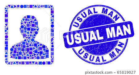 Blue Grunge Usual Man Stamp Seal and Person... - Stock Illustration ...