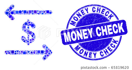 Blue Scratched Money Check Seal and Dollar... - Stock Illustration ...