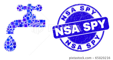 Blue Scratched NSA Spy Stamp Seal and Water... - Stock Illustration ...