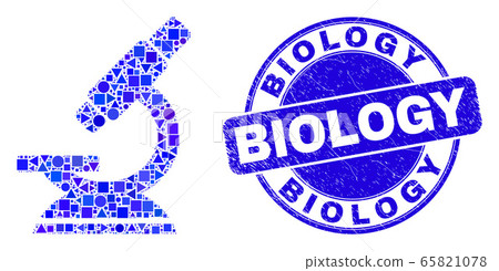 Blue Scratched Biology Stamp Seal and... - Stock Illustration [65821078 ...