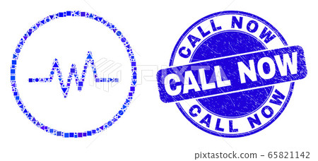 Blue Grunge Call Now Stamp Seal and Pulse... - Stock Illustration ...