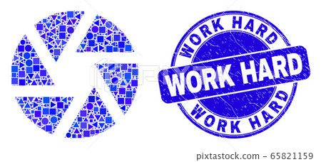 Blue Distress Work Hard Stamp Seal and Shutter... - Stock Illustration ...