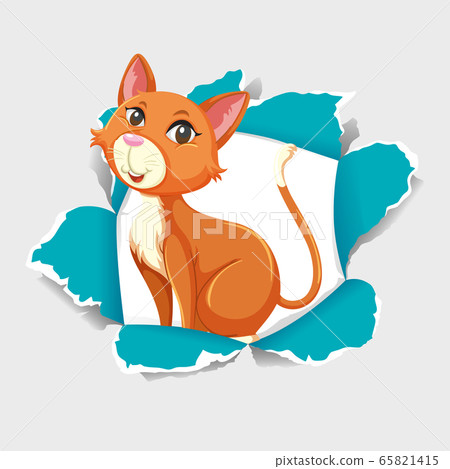 Background template design with cute cat - Stock Illustration [65821415 ...
