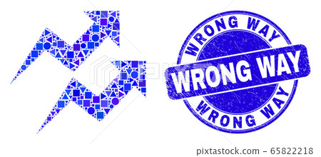 Blue Scratched Wrong Way Stamp and Trend Arrows... - Stock Illustration ...