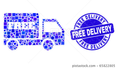 Blue Grunge Free Delivery Seal and Free... - Stock Illustration ...