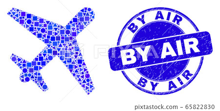 Blue Scratched By Air Stamp Seal and Airplane... - Stock Illustration ...
