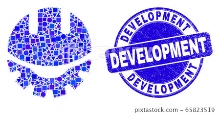 Blue Scratched Development Stamp Seal and... - Stock Illustration ...