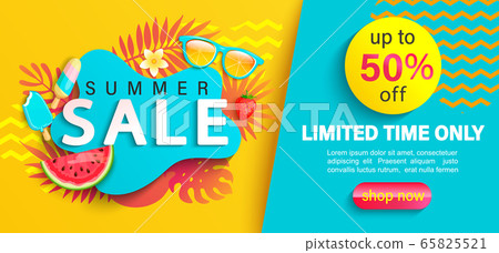 Summer big Sale banner, on geometric background. - Stock Illustration ...