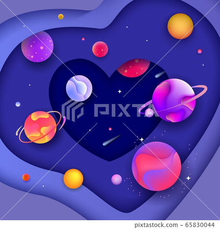 Space heart banner - 3D shape with fluid cut... - Stock Illustration ...