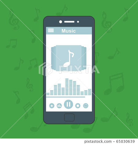 Mobile music player app design layout. Podcast - Stock Illustration ...