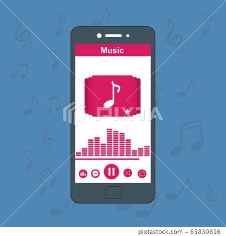 Mobile music player app design layout. Podcast - Stock Illustration ...